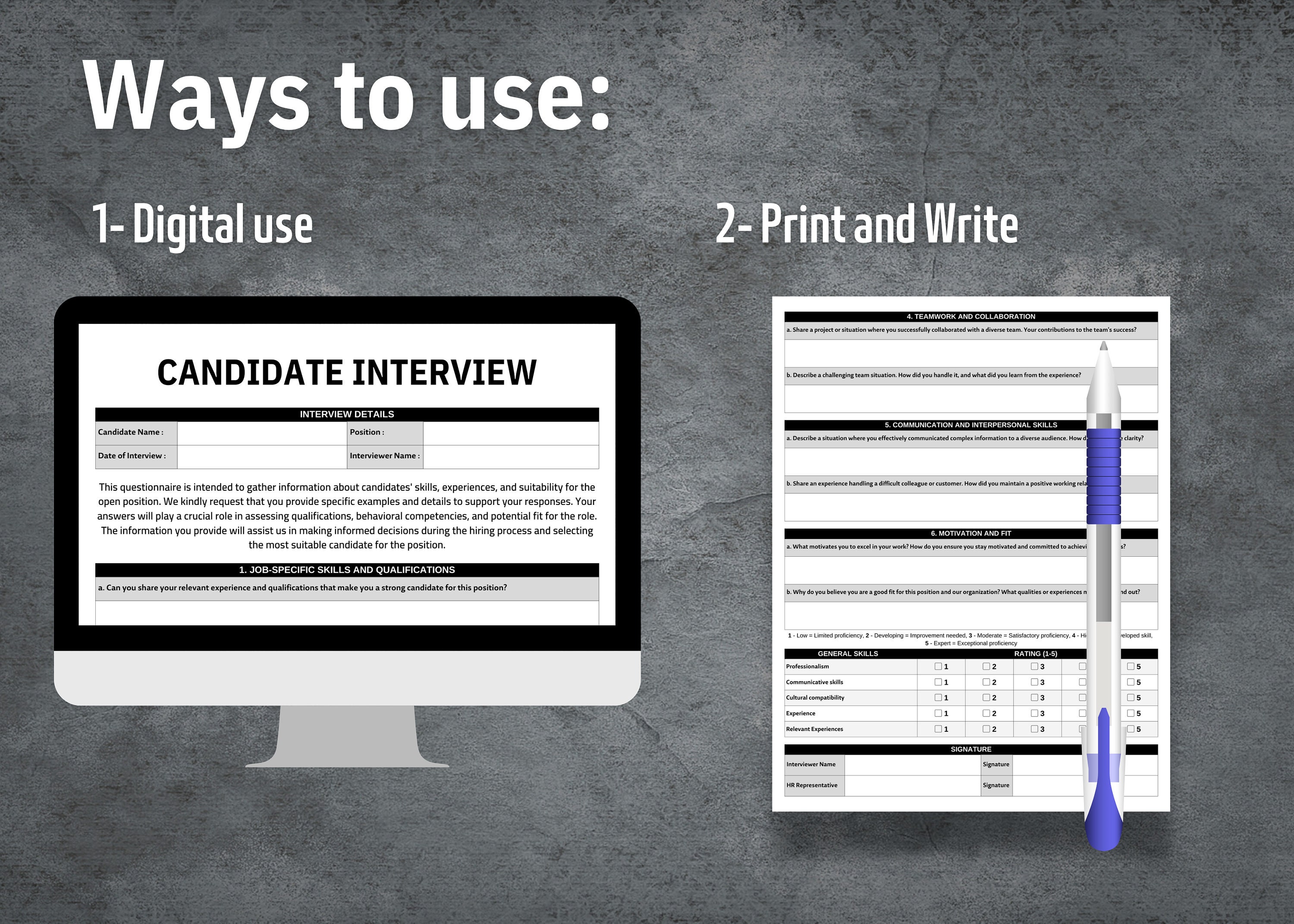 Interview Questions Template, Employee Behavioral Questionnaire, Job ...