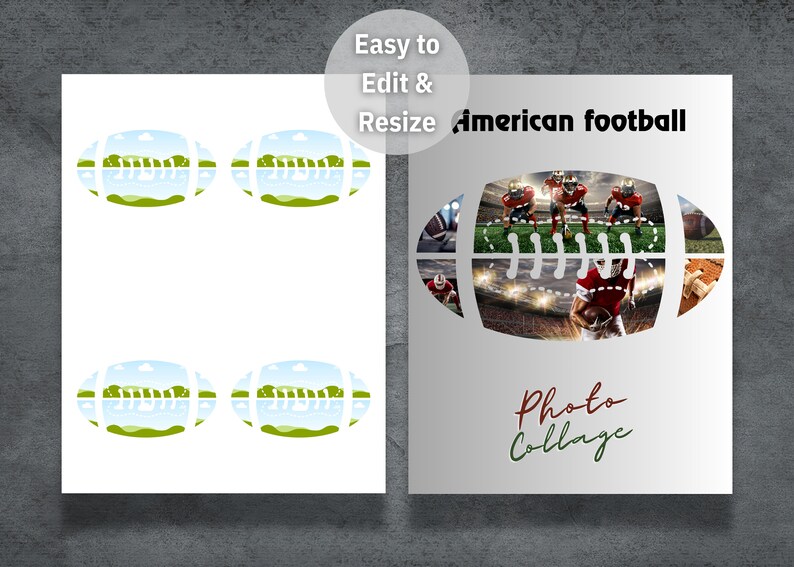 Football Photo Collage, Editable Canva Template, American Football ...