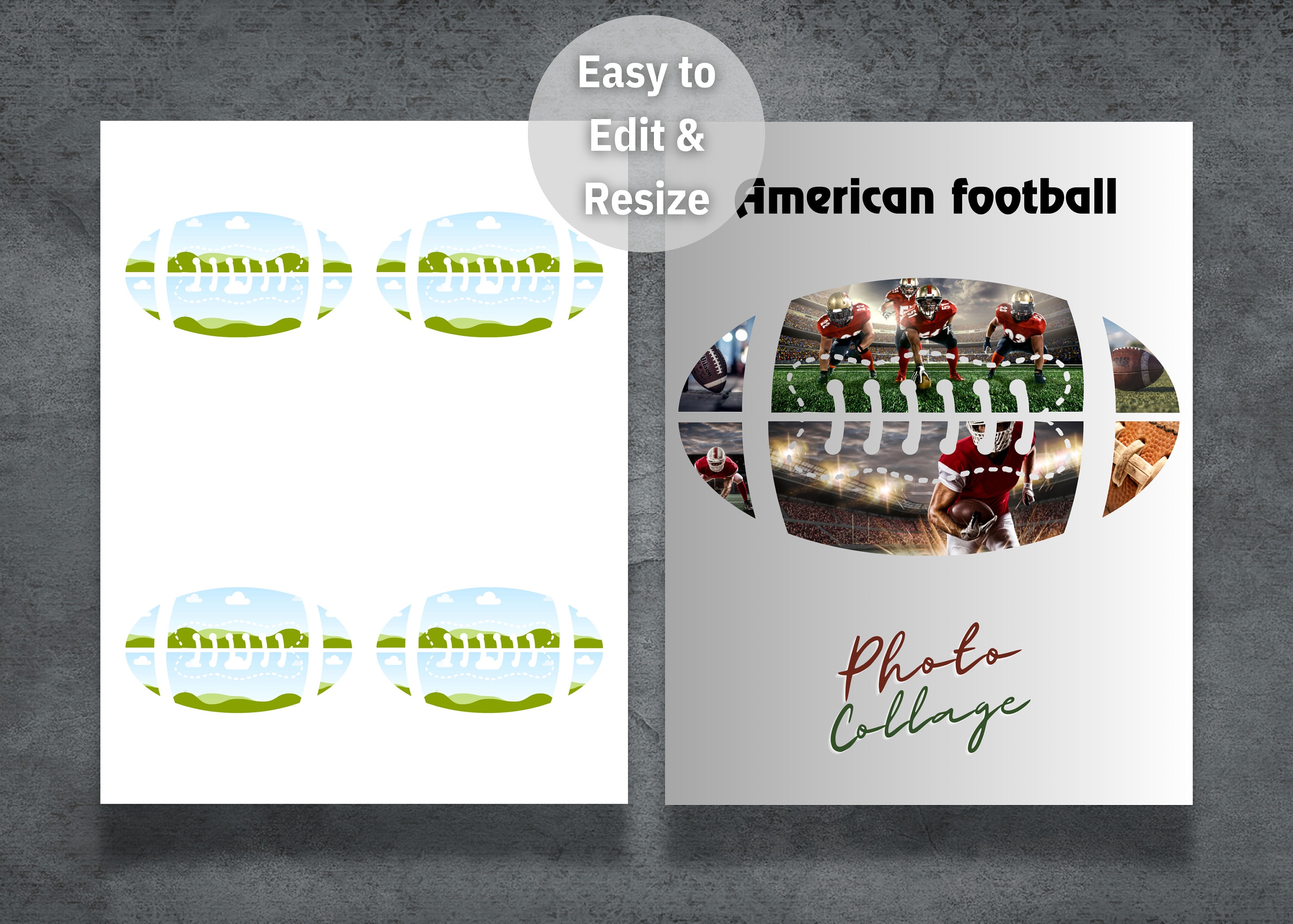 Football Photo Collage, Editable Canva Template, American Football ...