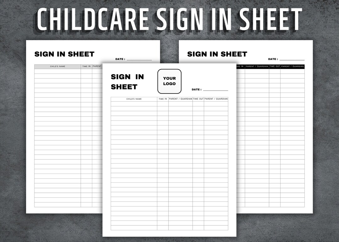 Childcare Sign in Sheet, Attendance Tracker for Childcare, Daycare Sign ...