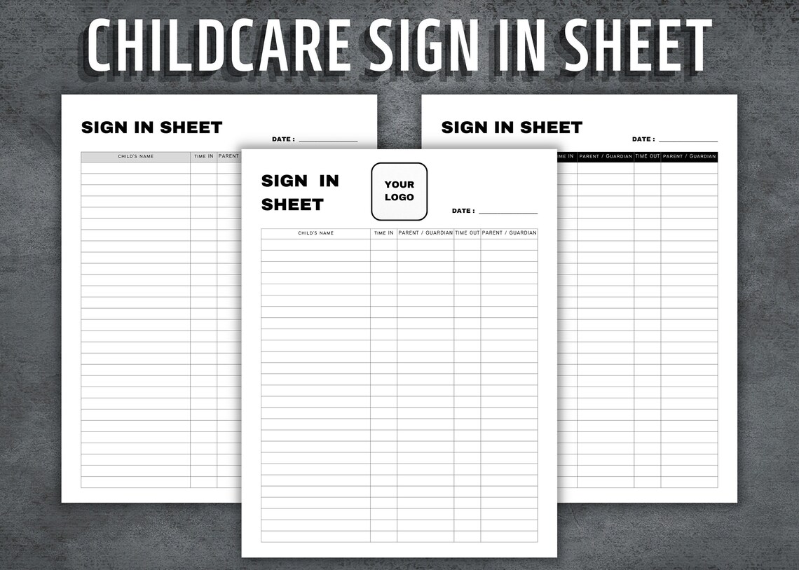 Childcare Sign in Sheet Attendance Tracker for Childcare - Etsy