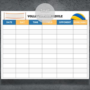 Volleyball Schedule Template, Printable Volleyball Schedule, Editable ...