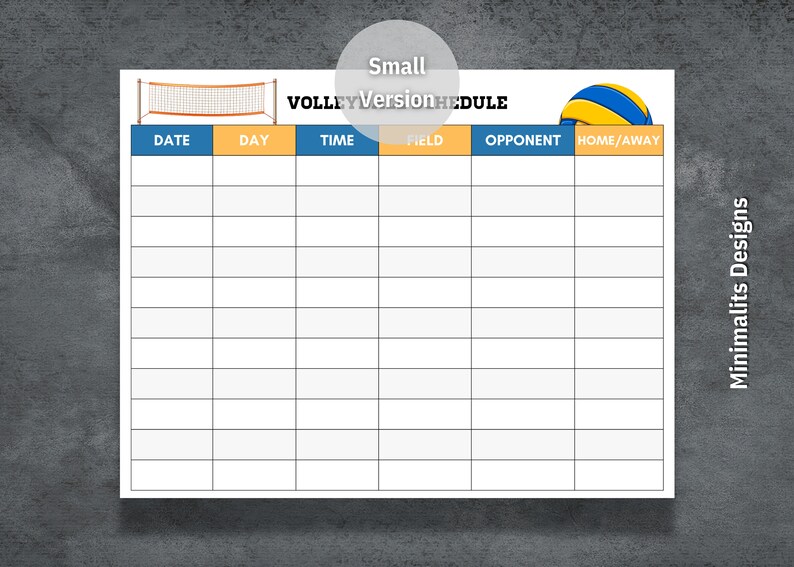 Volleyball Schedule Template, Printable Volleyball Schedule, Editable ...