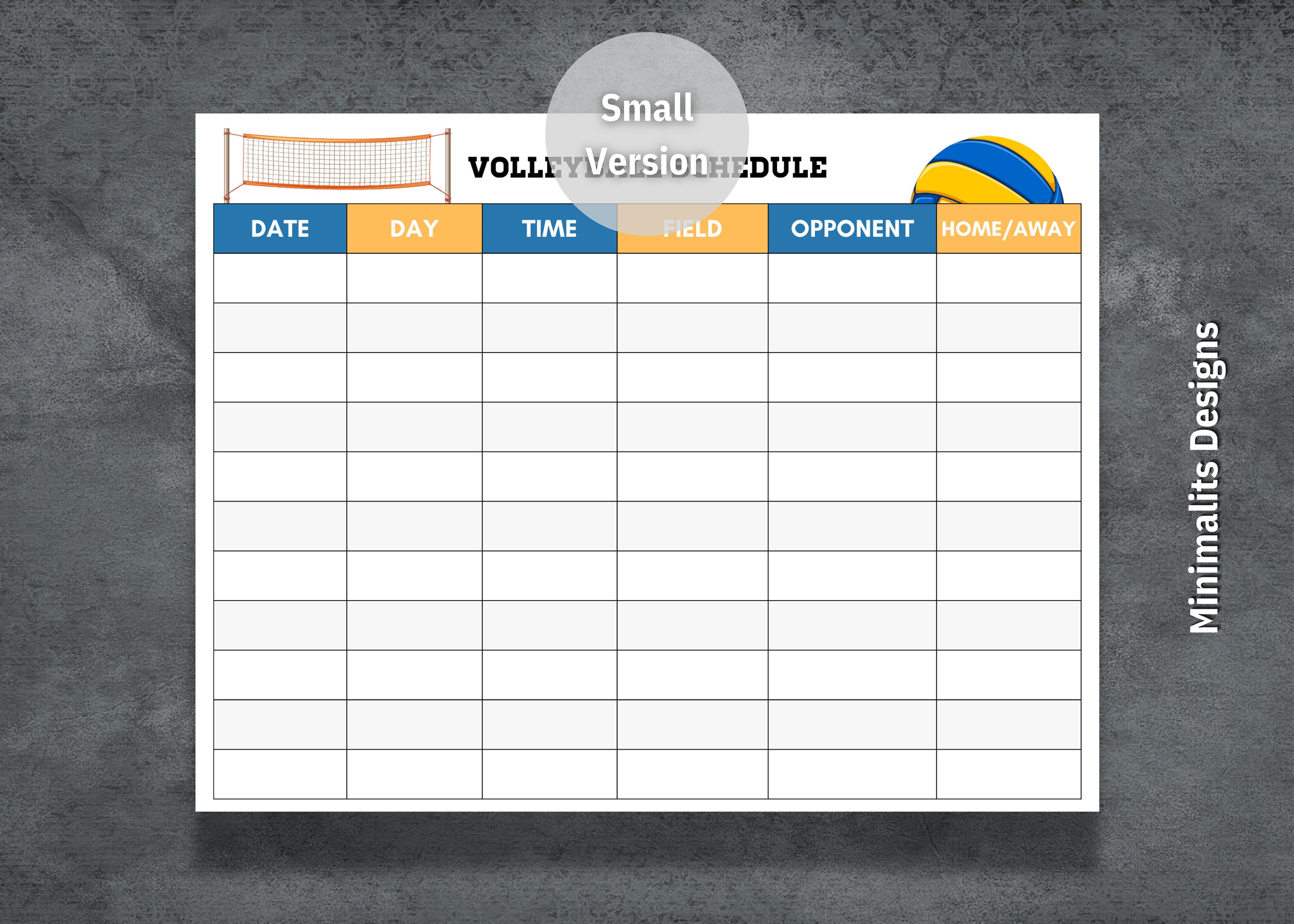 Volleyball Schedule Template, Printable Volleyball Schedule, Editable ...