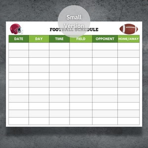 American Football Schedule Template, Printable Football Schedule ...