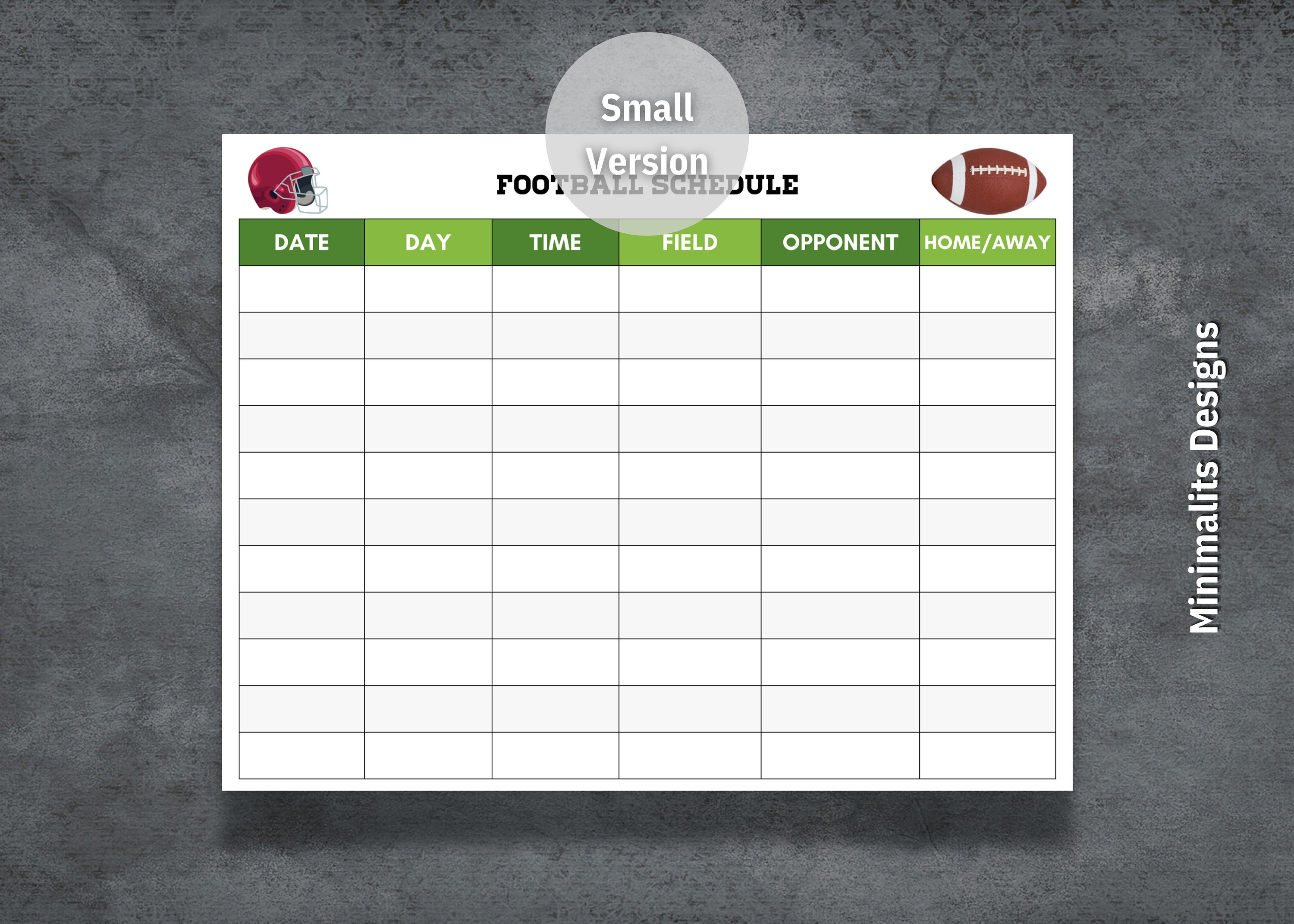 American Football Schedule Template, Printable Football Schedule ...