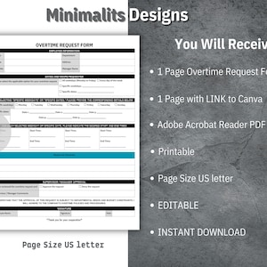 Overtime Request Form, Printable Employee Time Template, HR Templates ...