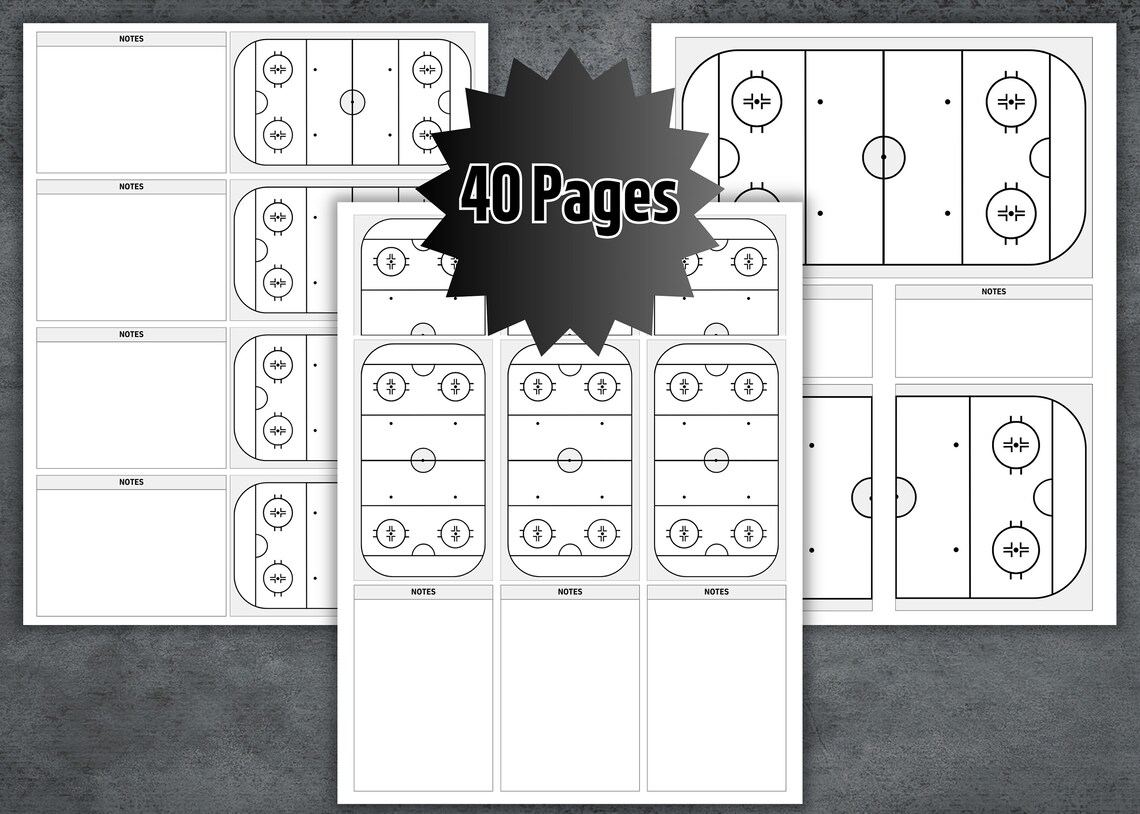 Ice Hockey Playbook Template Printable Blank Ice Hockey Rink - Etsy
