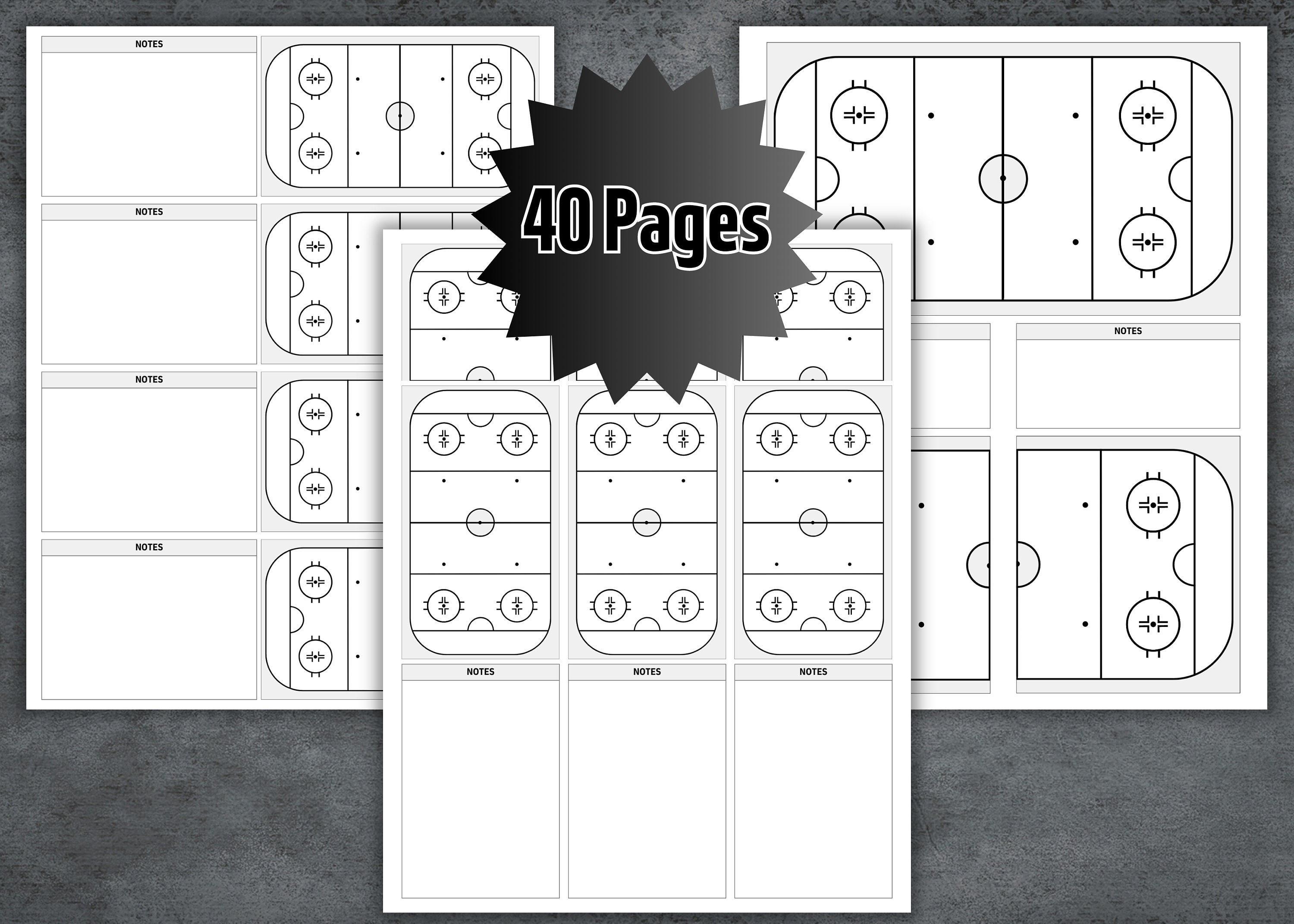 Ice Hockey Playbook Template Printable Blank Ice Hockey Rink - Etsy