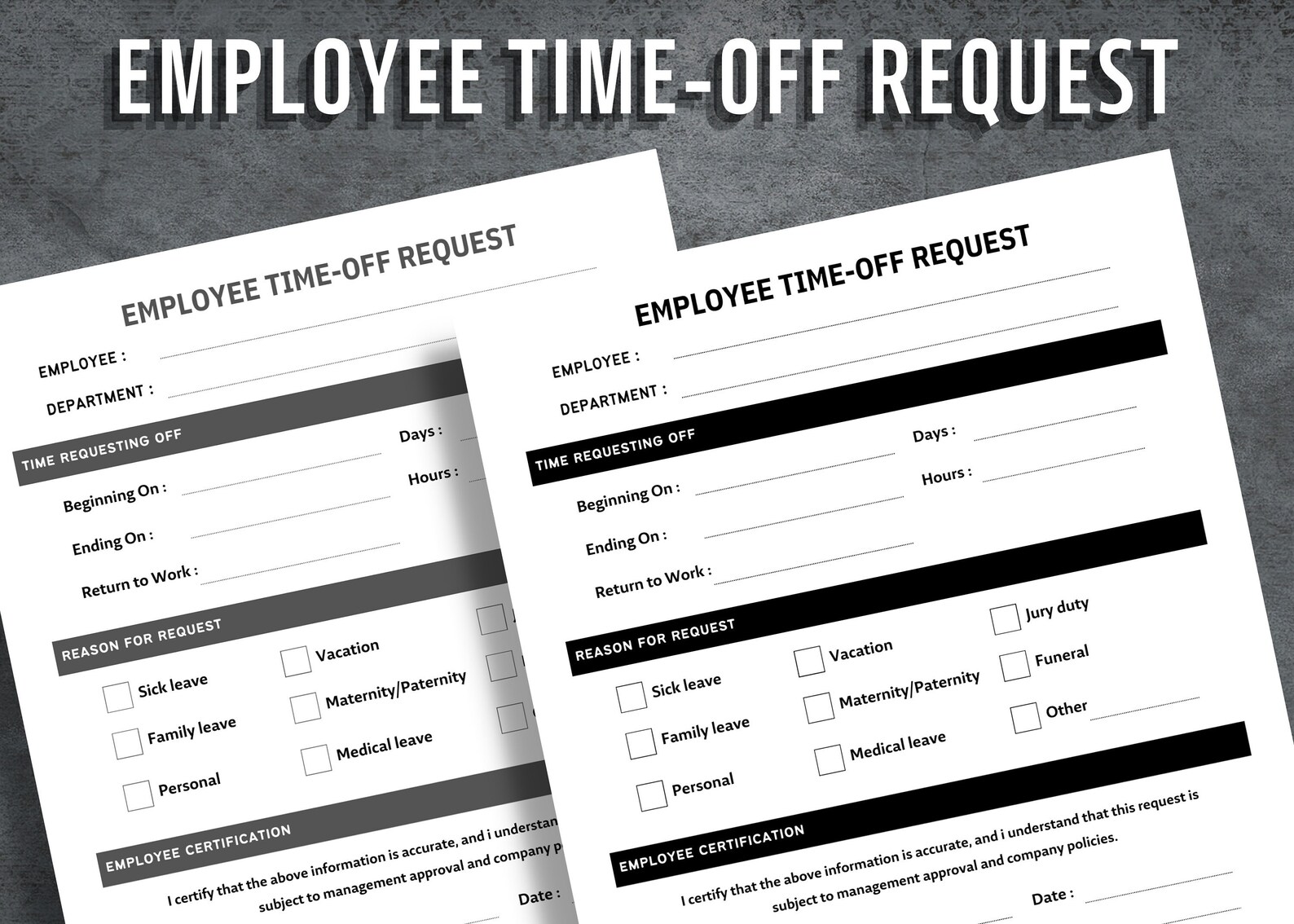 Employee Time-off Request, Paid Time off Request, Vacation Request ...