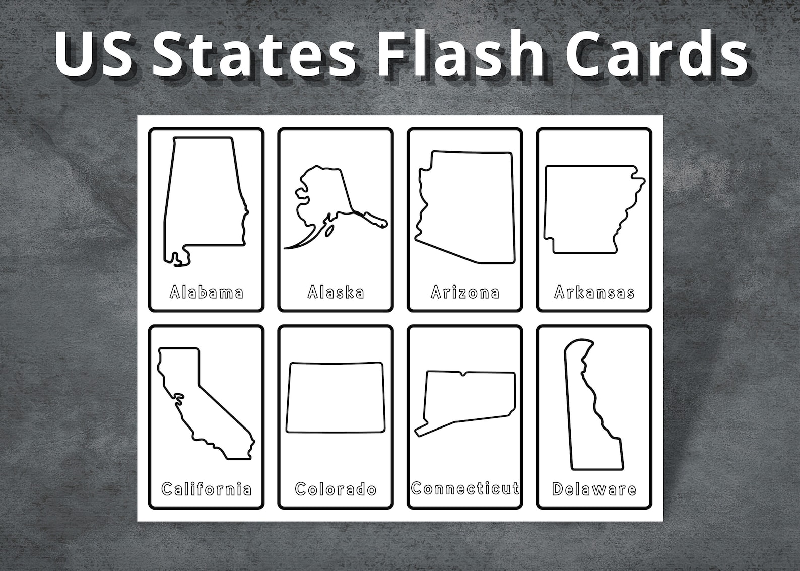 US States Flash Cards, Preschool Flashcards, Printable Montessori Cards ...