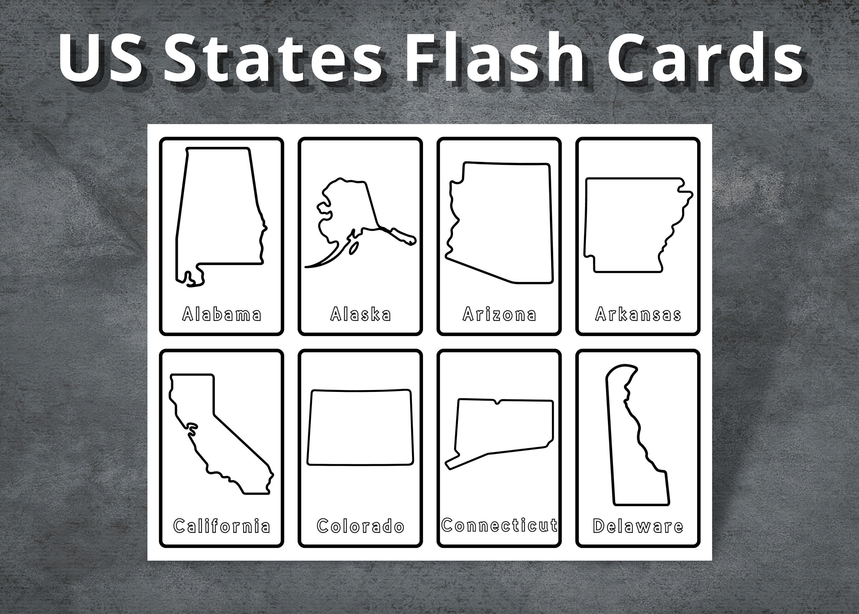 US States Flash Cards, Preschool Flashcards, Printable Montessori Cards ...
