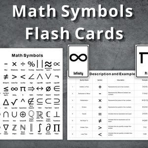 Math Symbols Flash Cards, Nomenclature Cards, Printable Math Symbols ...