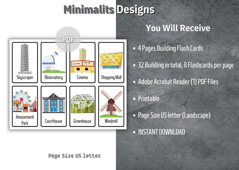 Building Flashcards, Preschool Flashcards, Printable Montessori Cards ...