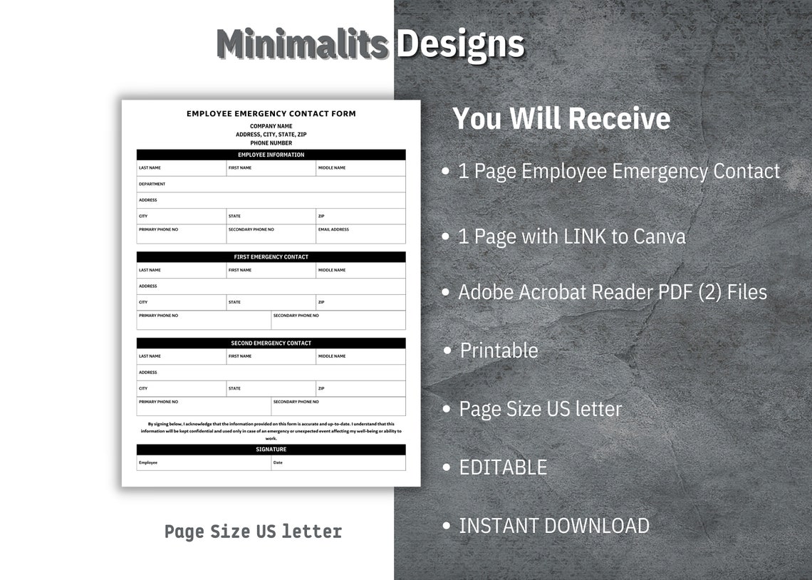 Employee Emergency Contact Form, Employee Contact Information ...