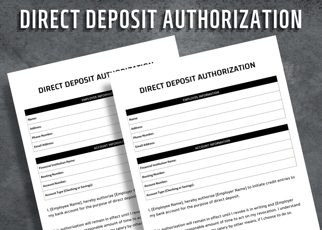Direct Deposit Authorization, Employee Direct Deposit Authorization ...