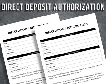 Direct Deposit Authorization Form Template Employee Direct Deposit ...