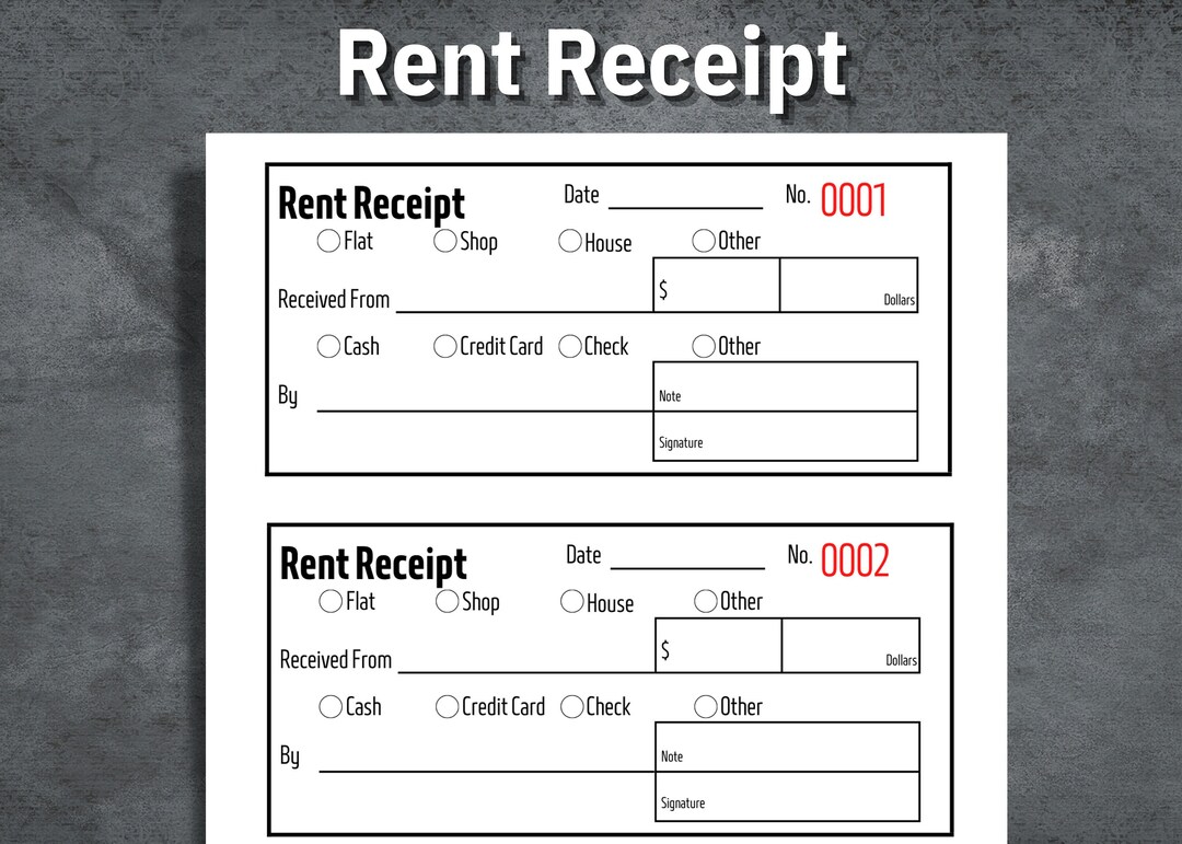 Rent Receipt Printable Receipt Cash Receipt Rent Receipt - Etsy
