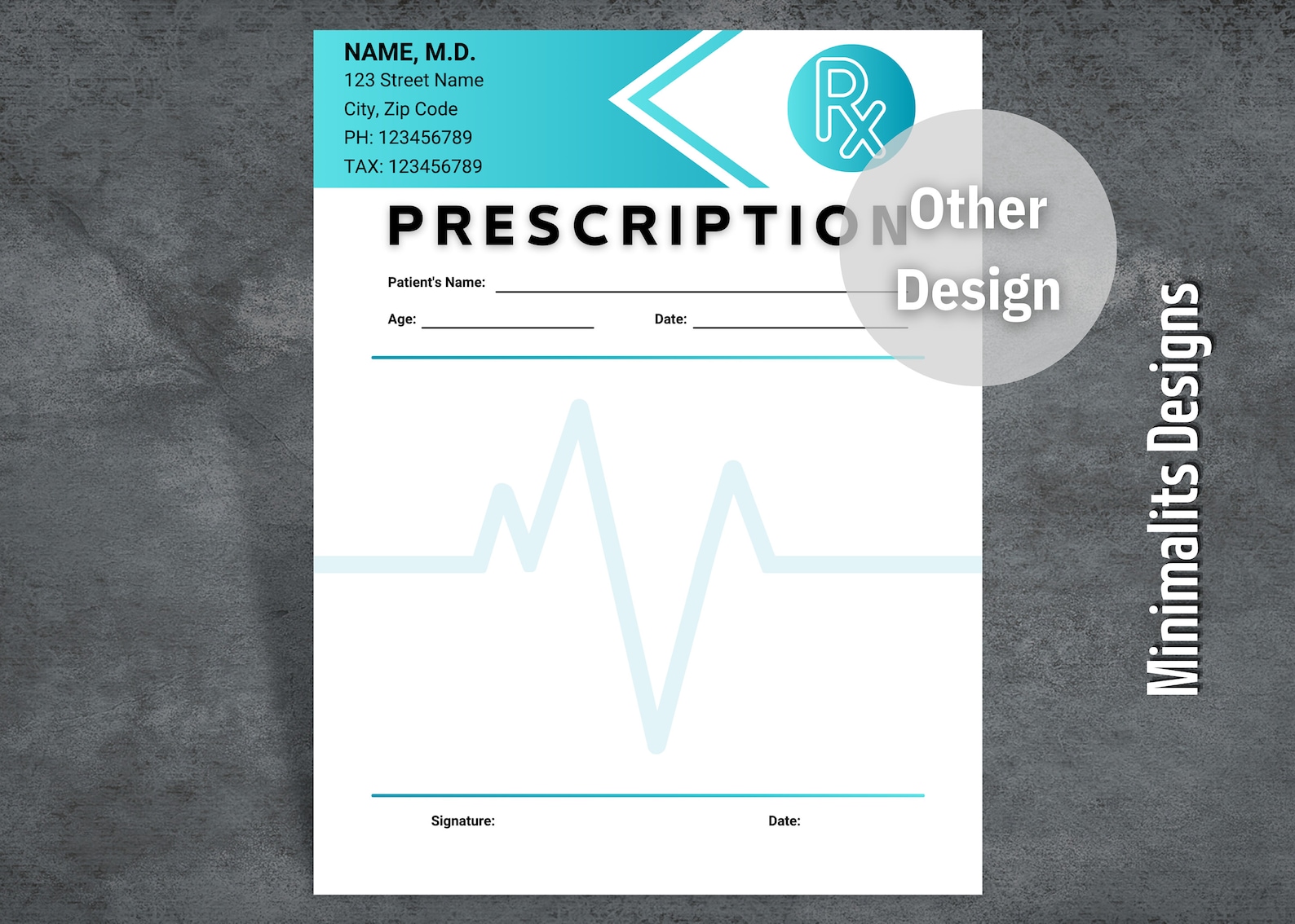 Prescription Pad Template, Rx Prescription Template, Printable ...