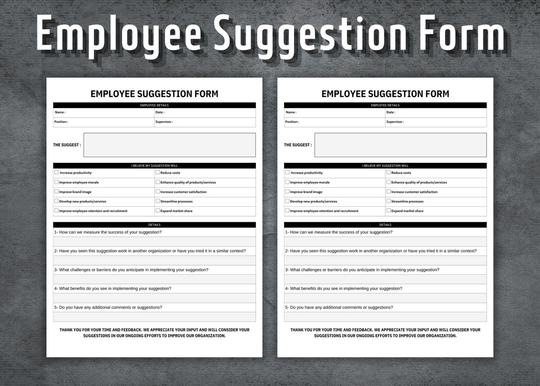 Employee Suggestion Form, Employee Ideas Form, Employee Suggestion Box ... Employee Suggestion Form, Employee Ideas Form, Employee Suggestion Box ...