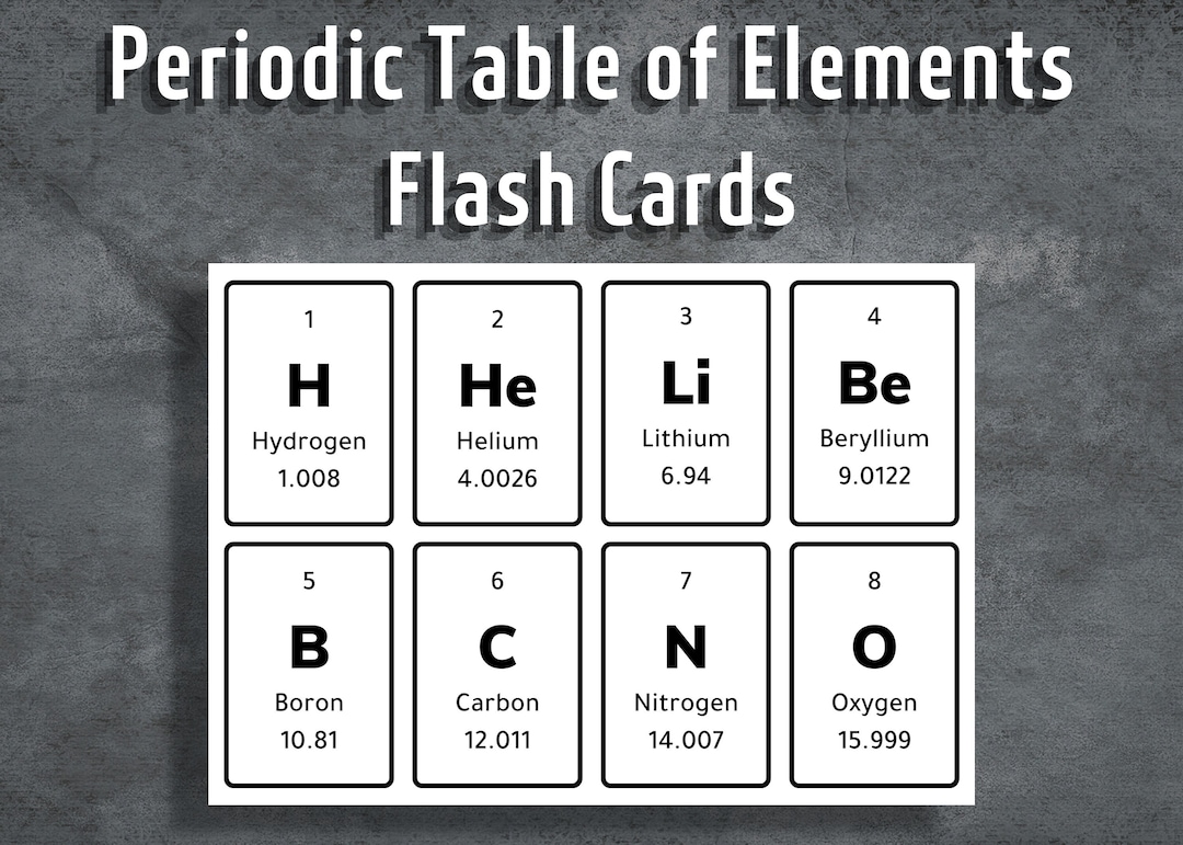 Periodic Table of Elements, Chemistry Flash Cards, Periodic Table of ...