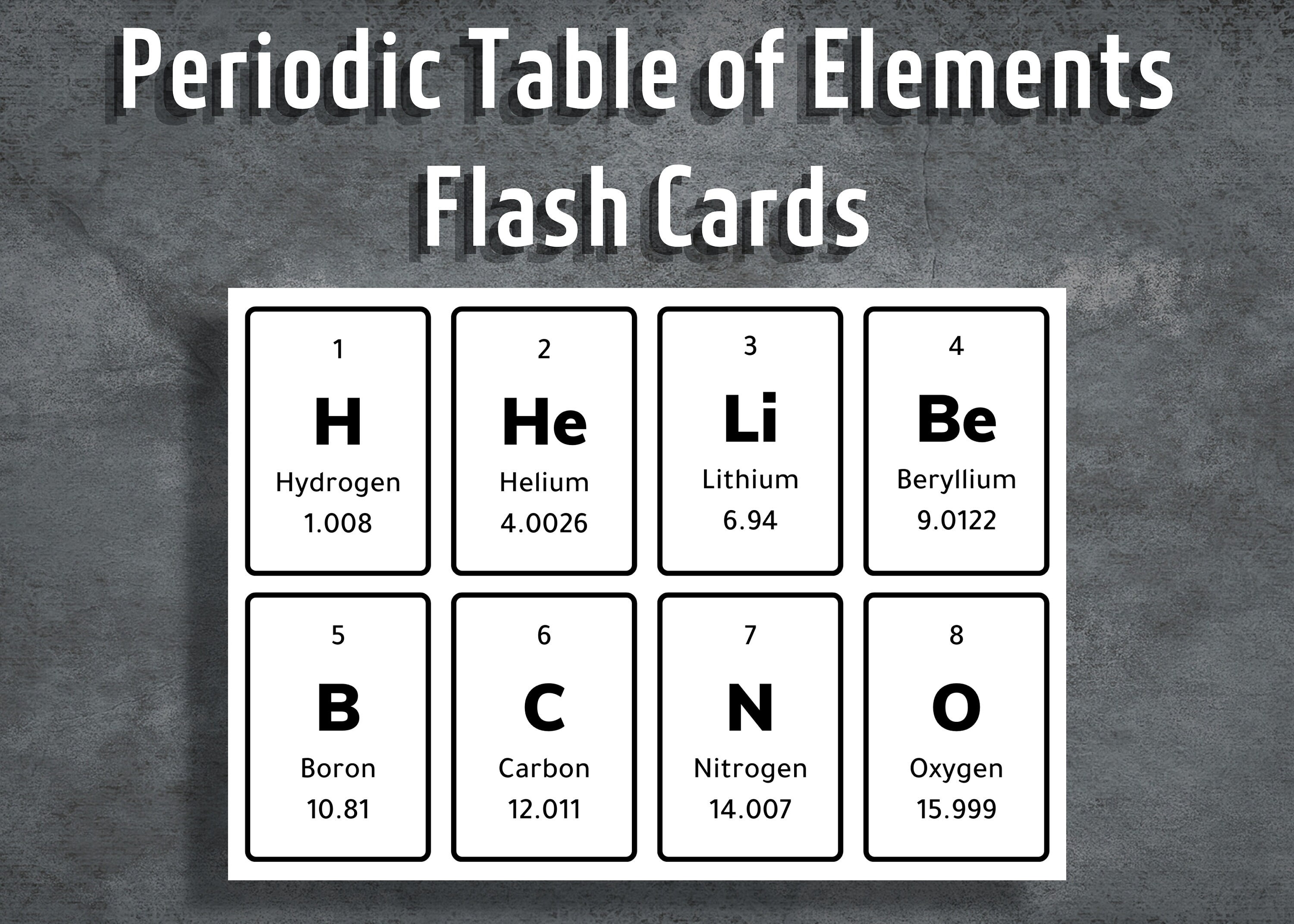 Periodic Table of Elements, Chemistry Flash Cards, Periodic Table of Elements Flash Cards ...