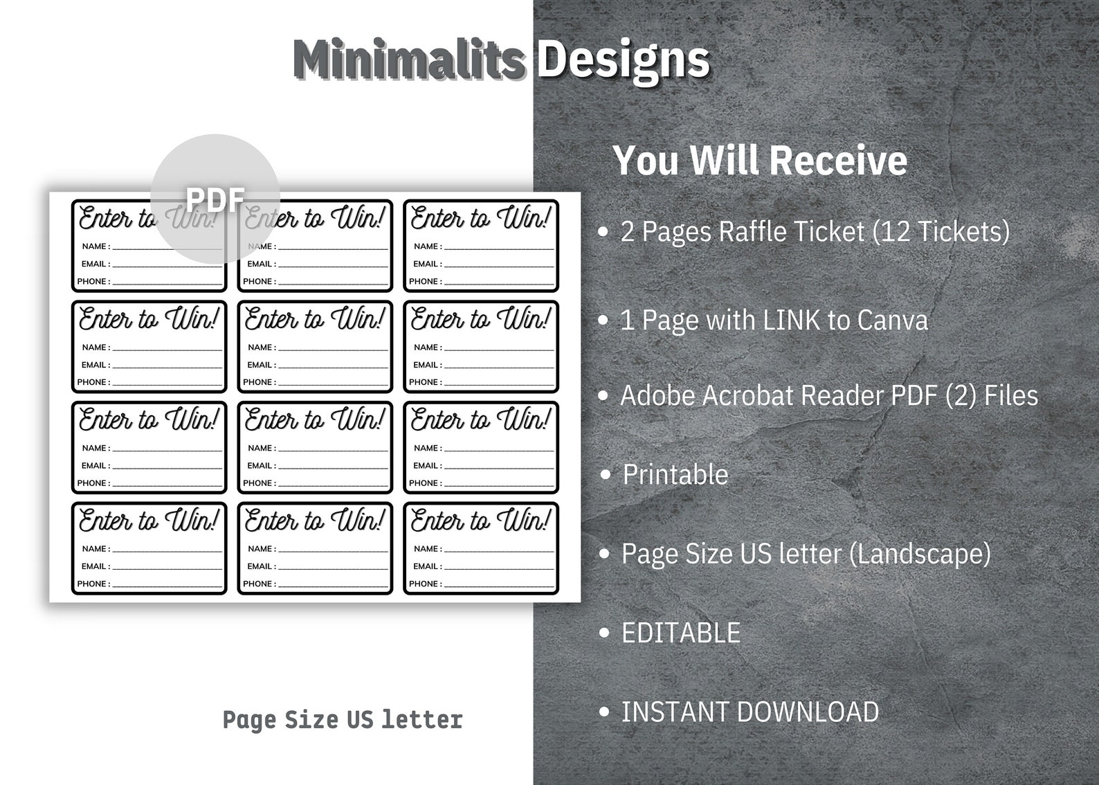 Raffle Ticket Template, Printable Raffle Ticket, Editable Raffle Ticket ...