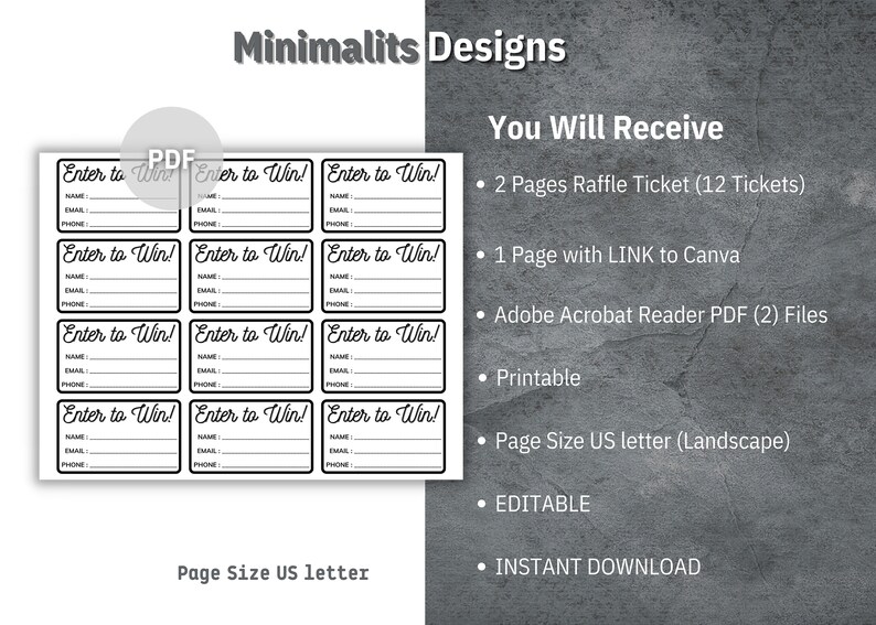 Raffle Ticket Template, Printable Raffle Ticket, Editable Raffle Ticket, Enter to Win Ticket ...