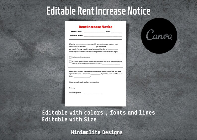 Rent Increase Notice Rental Increase Template Tenant Notice - Etsy