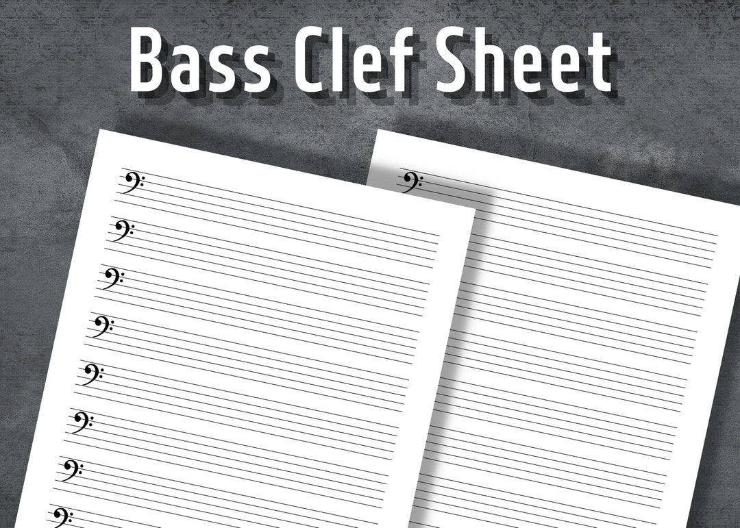 Bass Clef Sheet, Blank Music Bass Clef, Music Sheet, Printable Bass ...