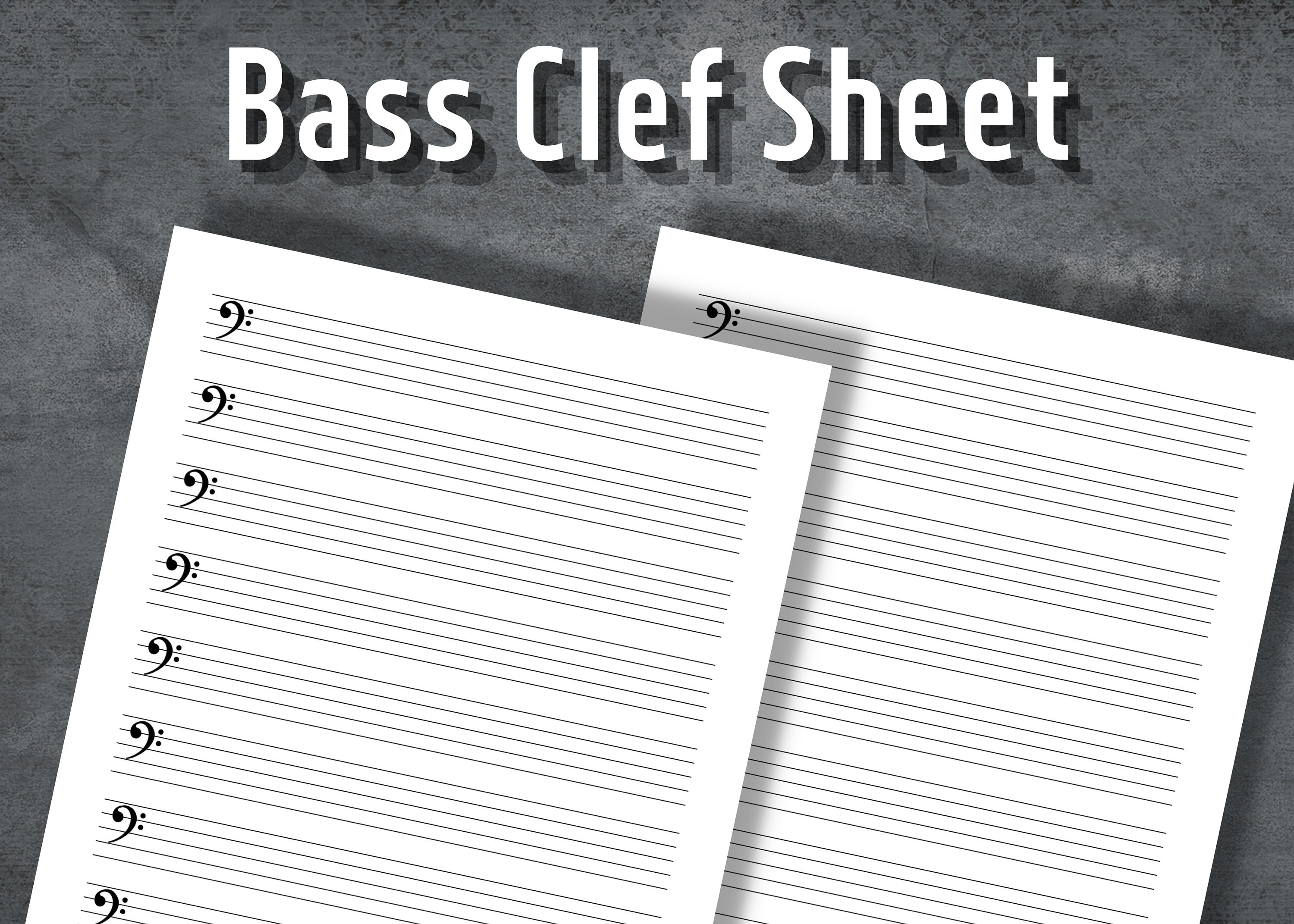Bass Clef Sheet, Blank Music Bass Clef, Music Sheet, Printable Bass ...