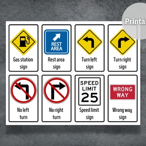 Road Signs Flashcards, Preschool Flashcards, Printable Montessori Cards ...