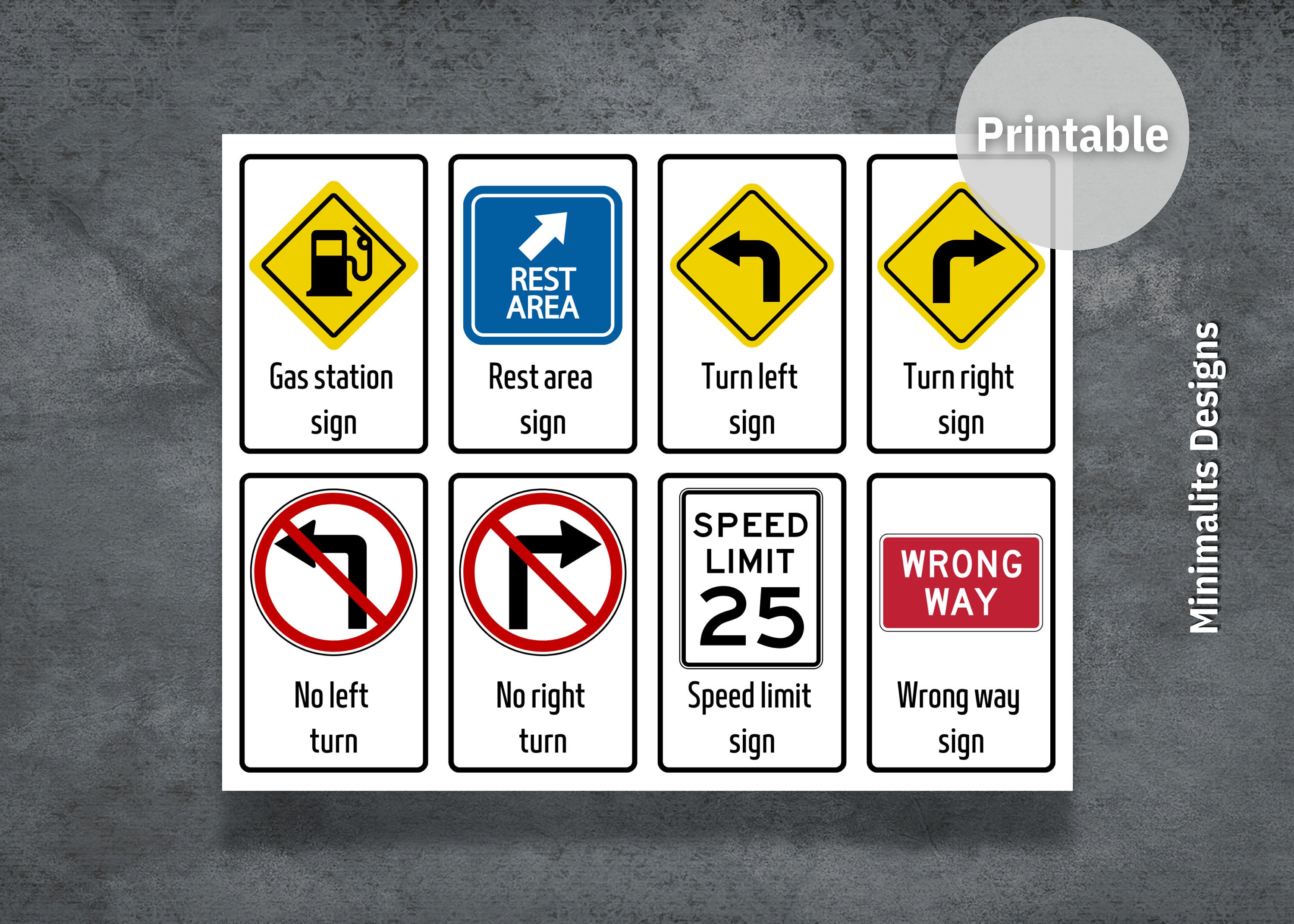 Road Signs Flashcards, Preschool Flashcards, Printable Montessori Cards ...
