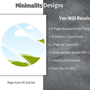 Baseball Photo Collage, Editable Canva Template, Baseball Canva Frame ...