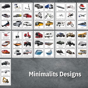 Vehicles Flash Cards, Preschool Flashcards, Printable Montessori Cards ...