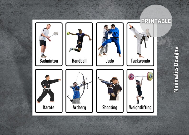 Sports Flash Cards, Preschool Flashcards, Printable Montessori Cards ...