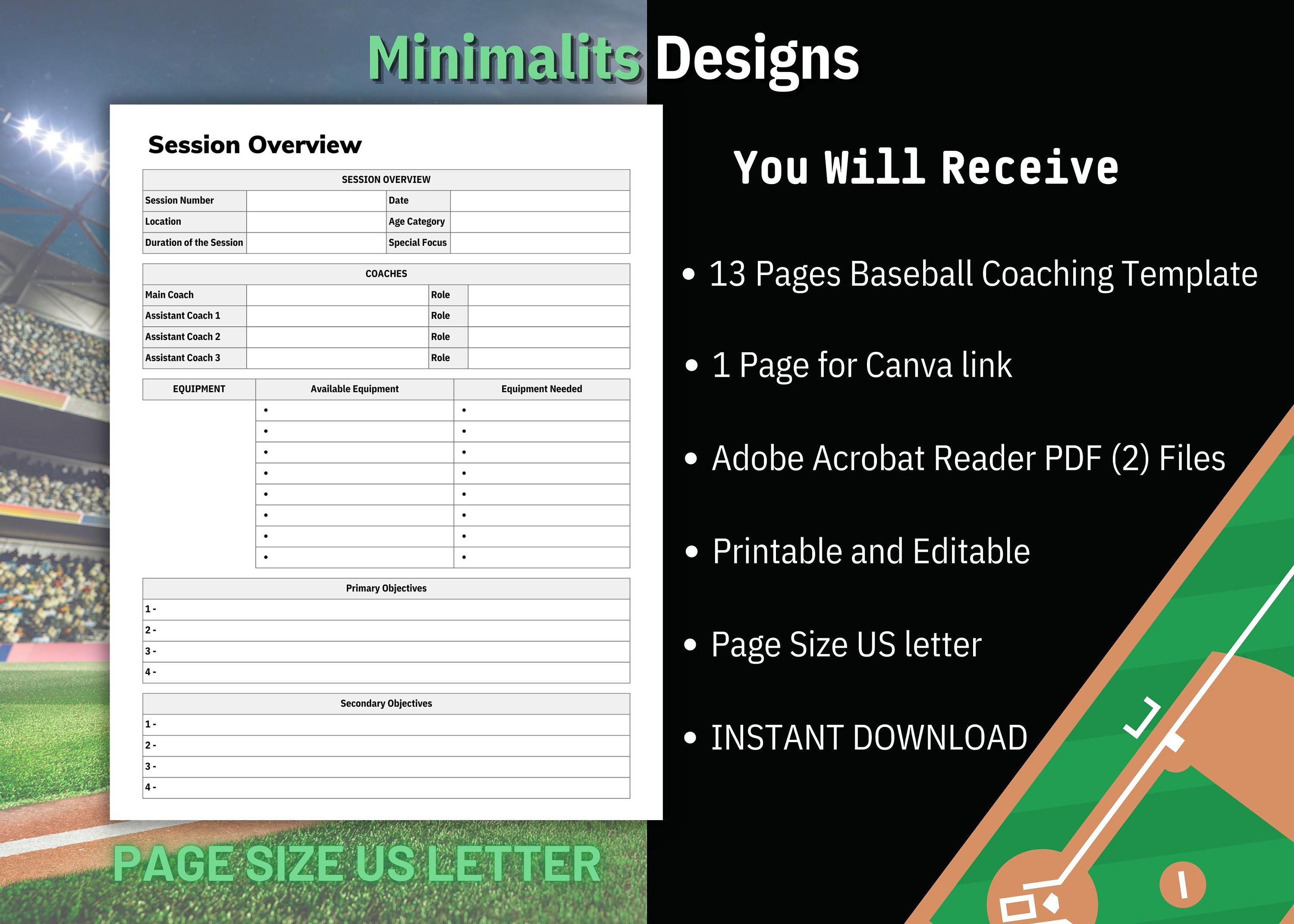Baseball Coaching Template, Baseball Practice Plan, Baseball Game Day ...