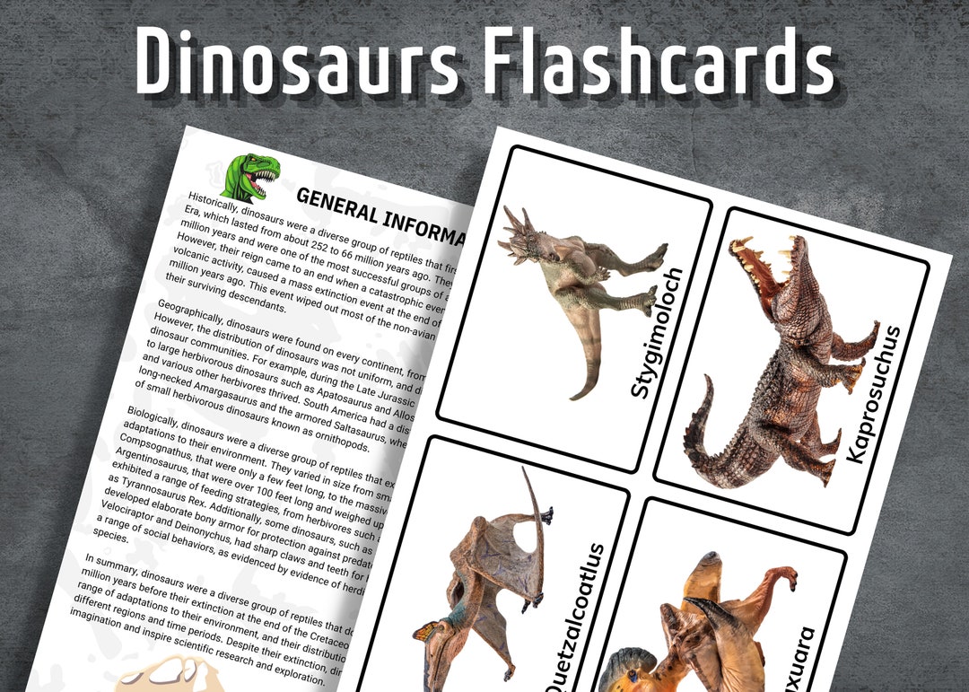 Dinosaurs Flash Cards, Montessori Flash Cards, Printable Cards ...