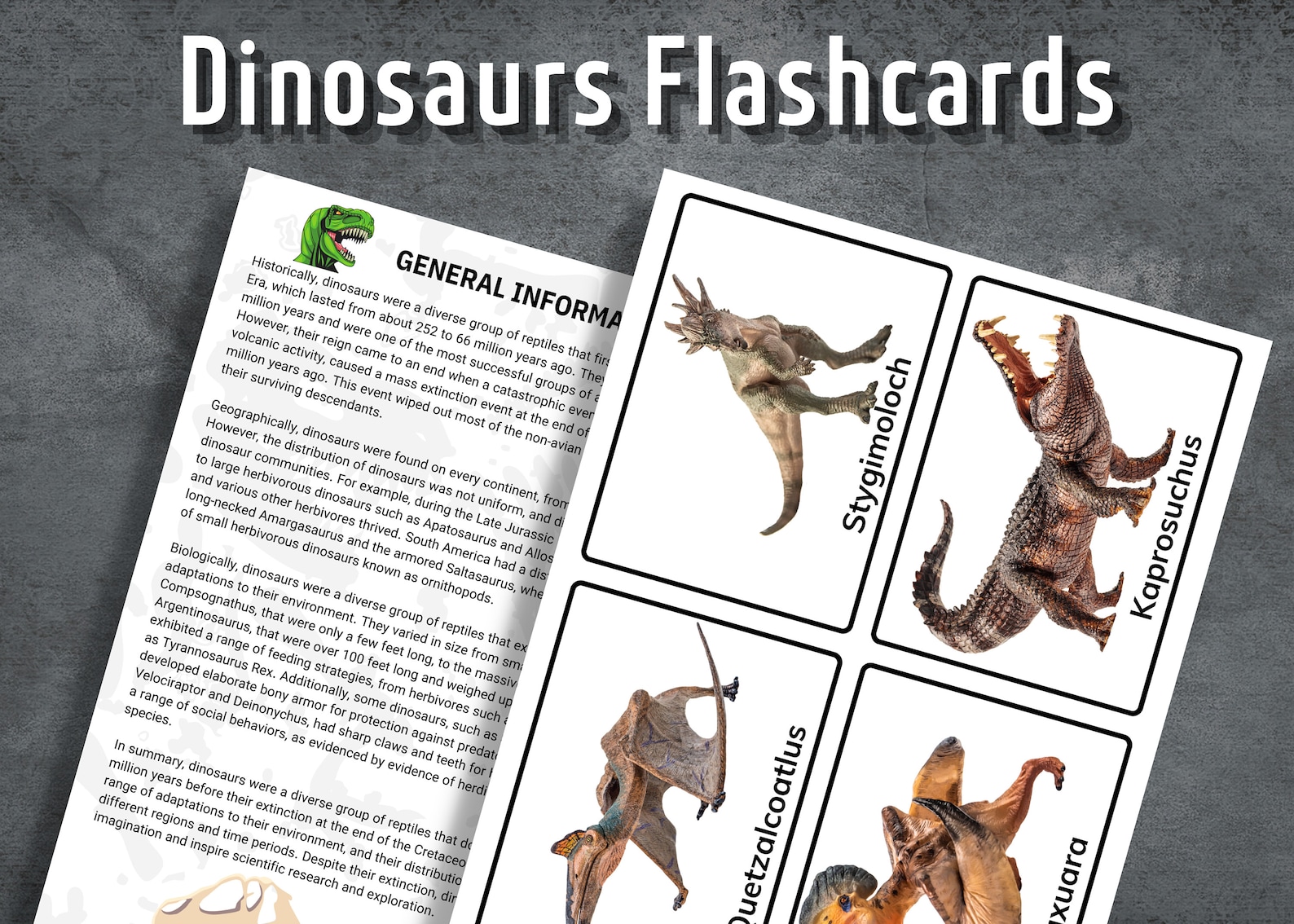Dinosaurs Flash Cards, Montessori Flash Cards, Printable Cards ...