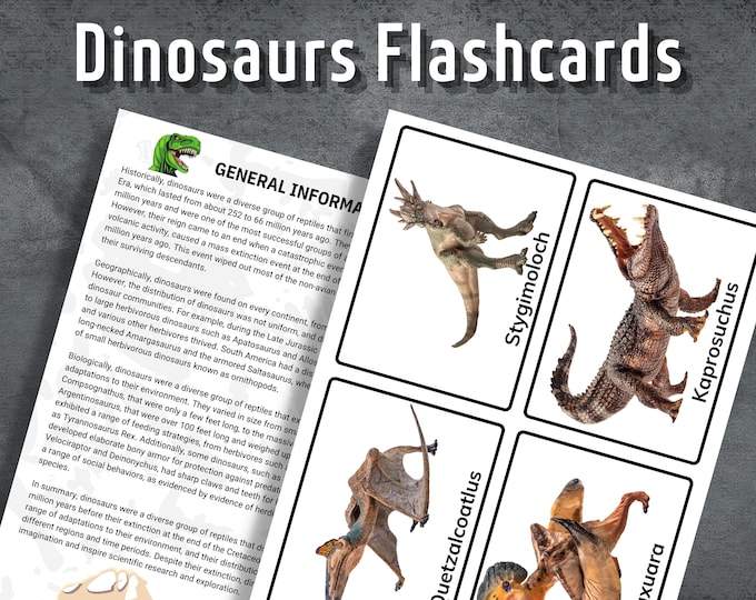 Dinosaur Flashcards for Kids Educational | Educational Cards ...