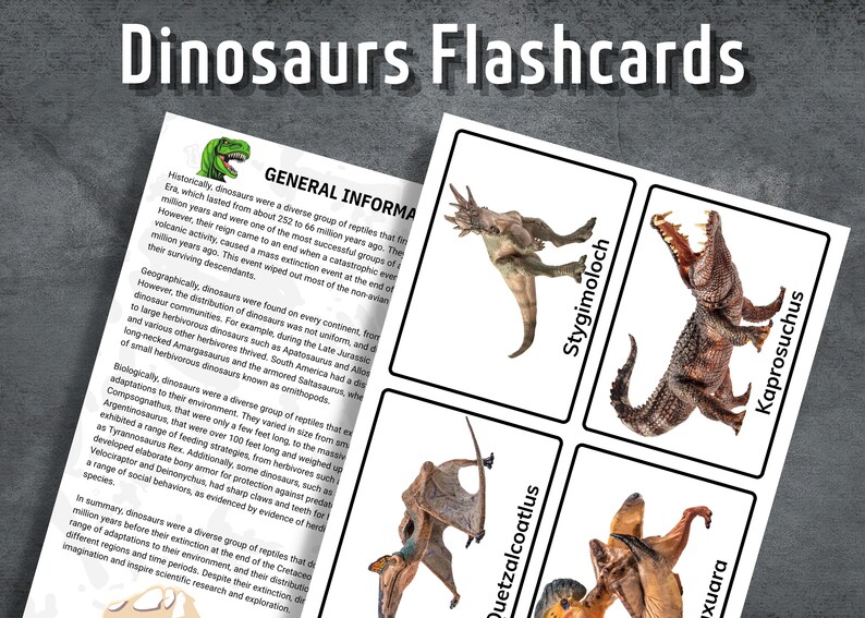 Dinosaurs Flash Cards, Montessori Flash Cards, Printable Cards ...