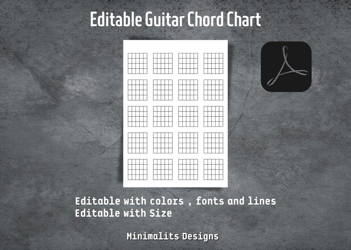 Guitar Chord Chart Guitar Tab Paper Music Sheet Guitar - Etsy