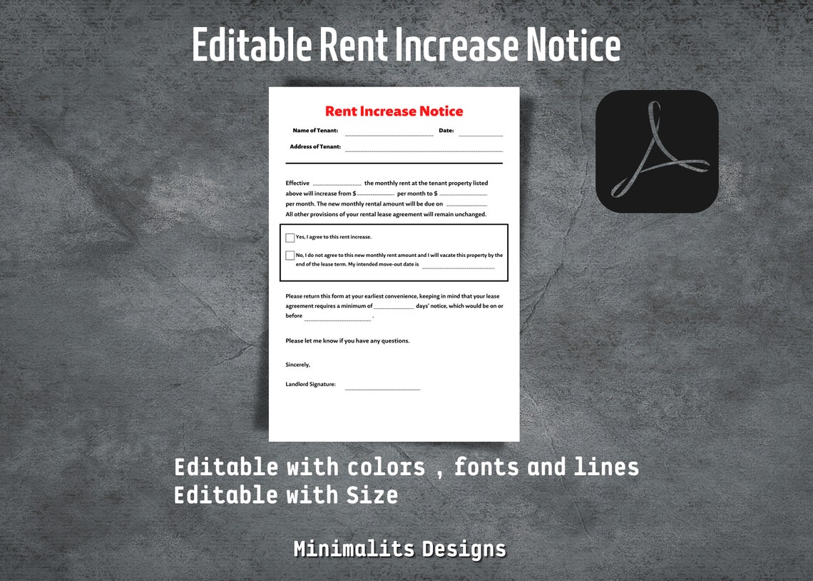 Rent Increase Notice Rental Increase Template Tenant Notice - Etsy