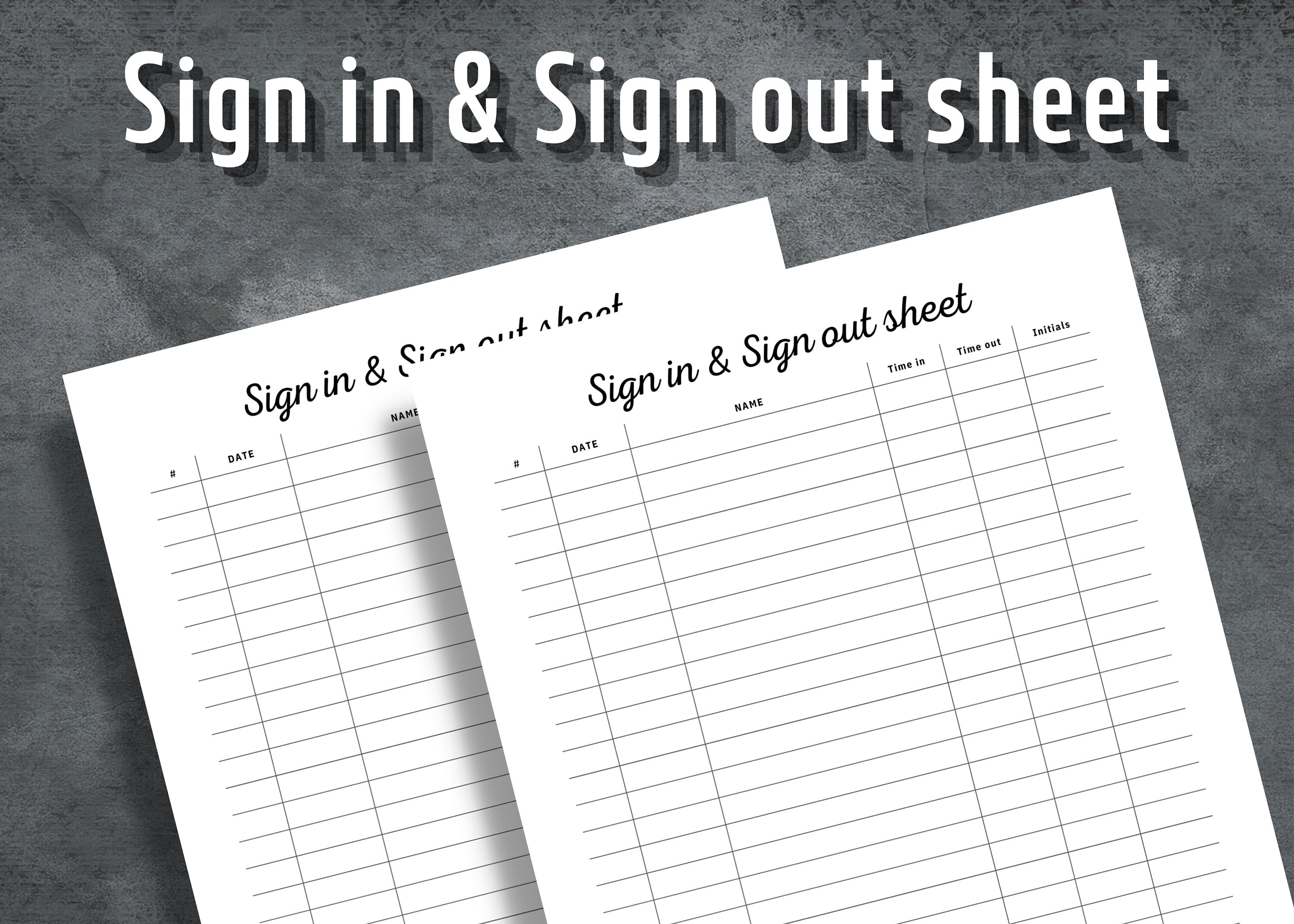 Sign in and Sign Out Sheet, Printable Sign in and Sign Out Sheet, Sign ...
