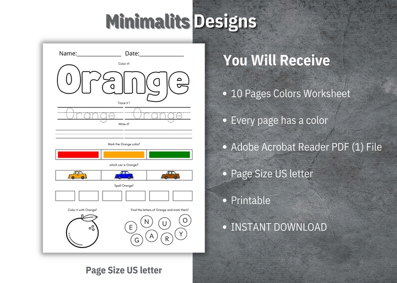 Colors Worksheet Printable Colors Tracing Worksheets - Etsy