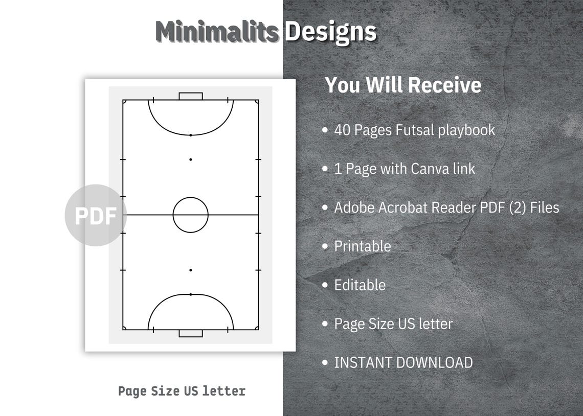 Futsal Playbook Template, Printable Blank Futsal Diagrams, Canva ...