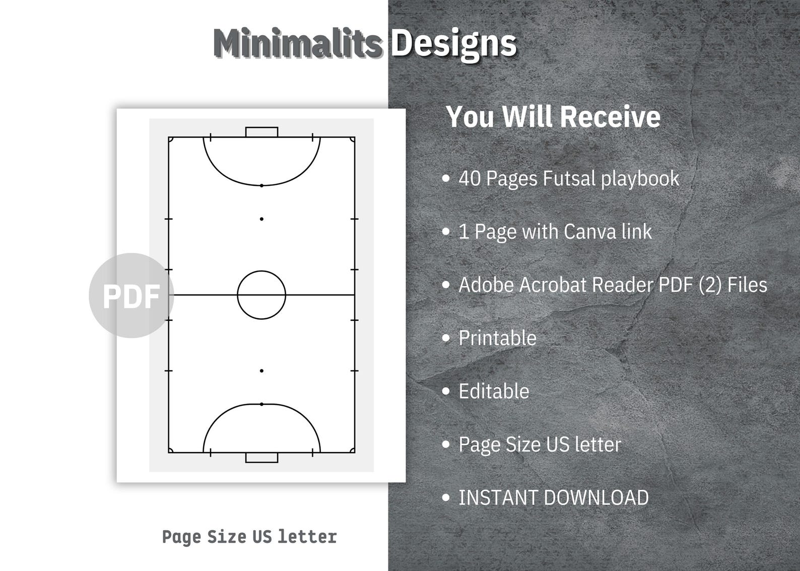Futsal Playbook Template, Printable Blank Futsal Diagrams, Canva ...