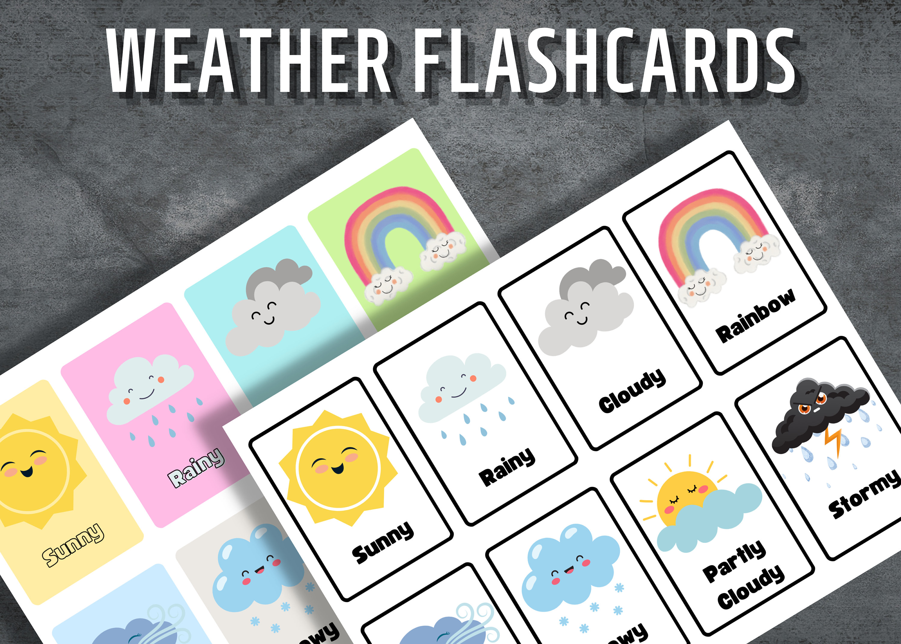 Weather Flash Cards, Printable Flashcards, Classroom Flashcards ...