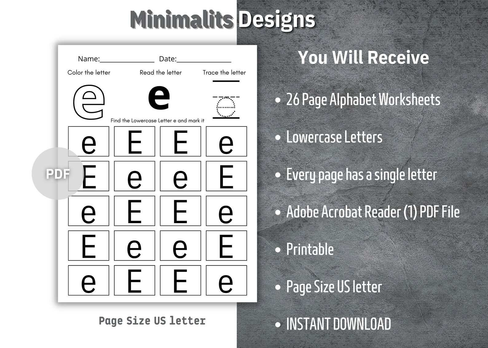 Alphabet Worksheets Find the Lowercase Letters Printable - Etsy