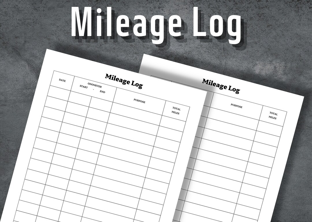 Mileage Log, Vehicle Mileage, Car Mileage, Mileage Tracker, Miles Log ...